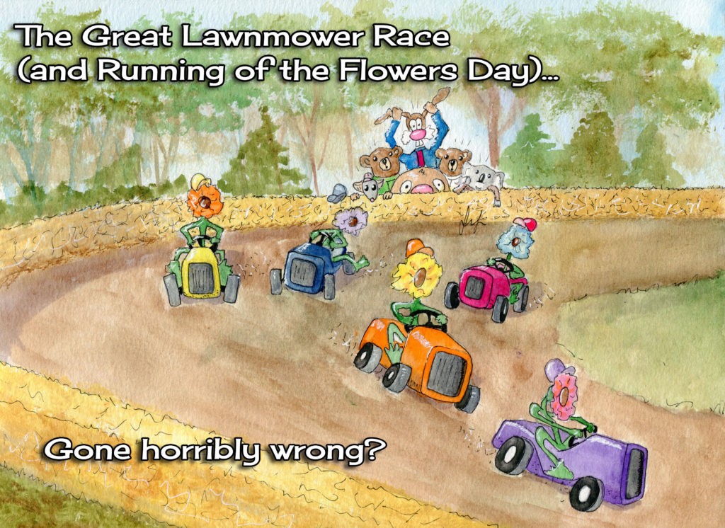 The Great Annual Lawnmower Race (and Running of the Flowers)